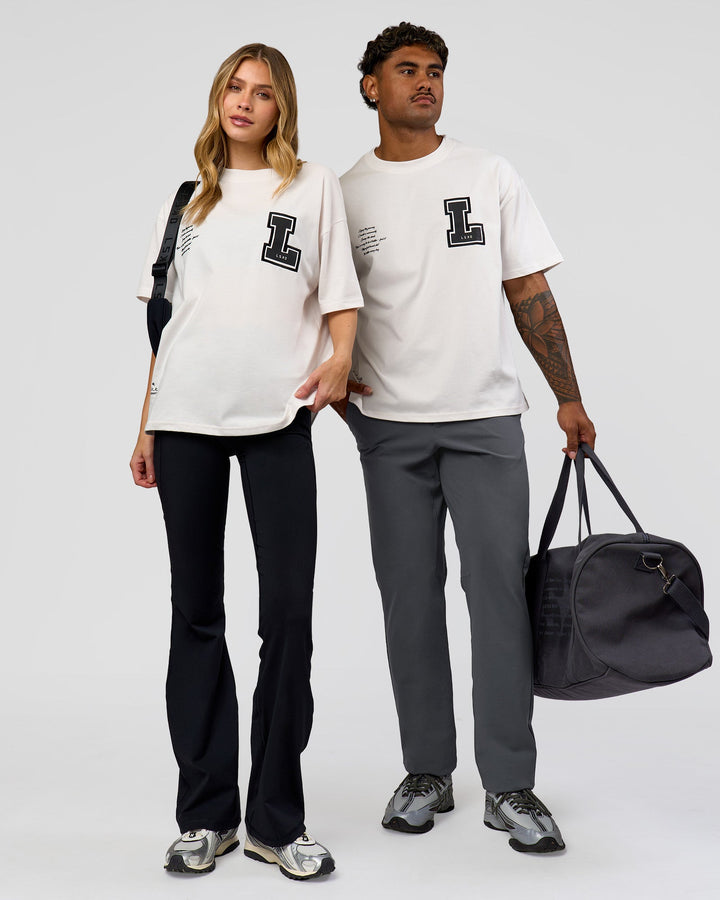 Hype Heavyweight Unisex Oversized Tee - Off White-Black | LSKD – LSKD US