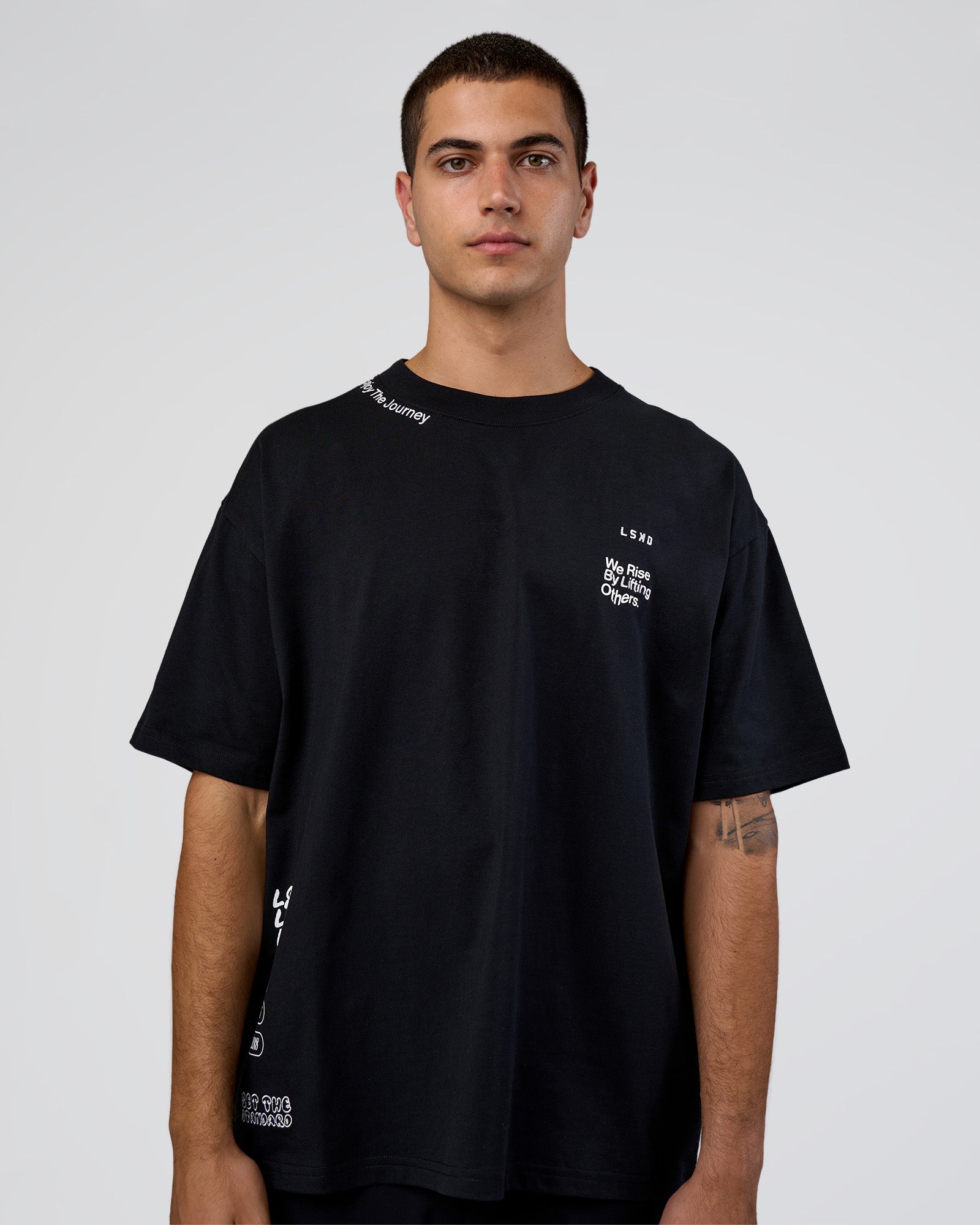 Sticker Heavyweight Oversized Tee - Black-White | LSKD – LSKD US