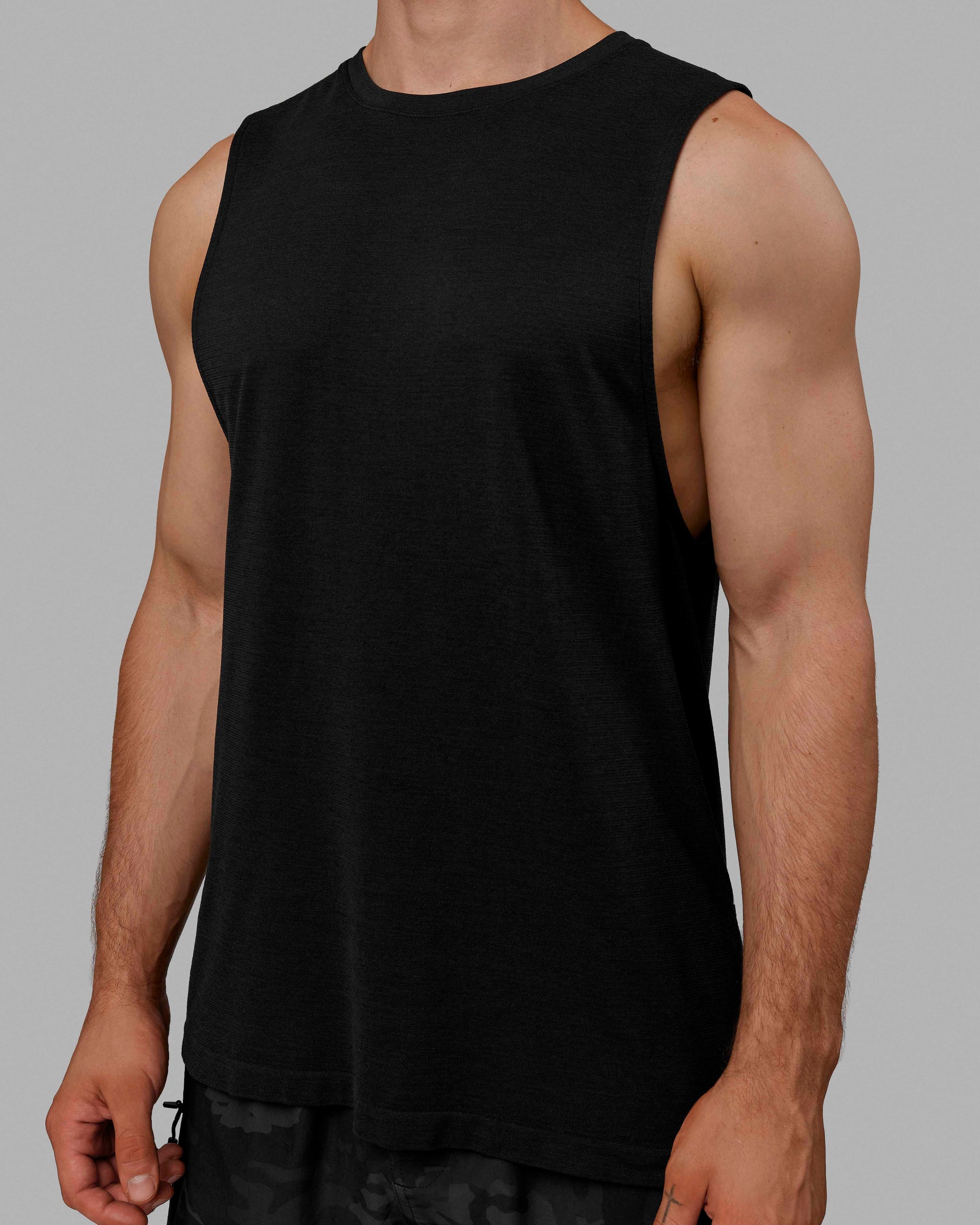 Mens AeroFLX+ Seamless Muscle Tank - Black Marl | LSKD – LSKD US