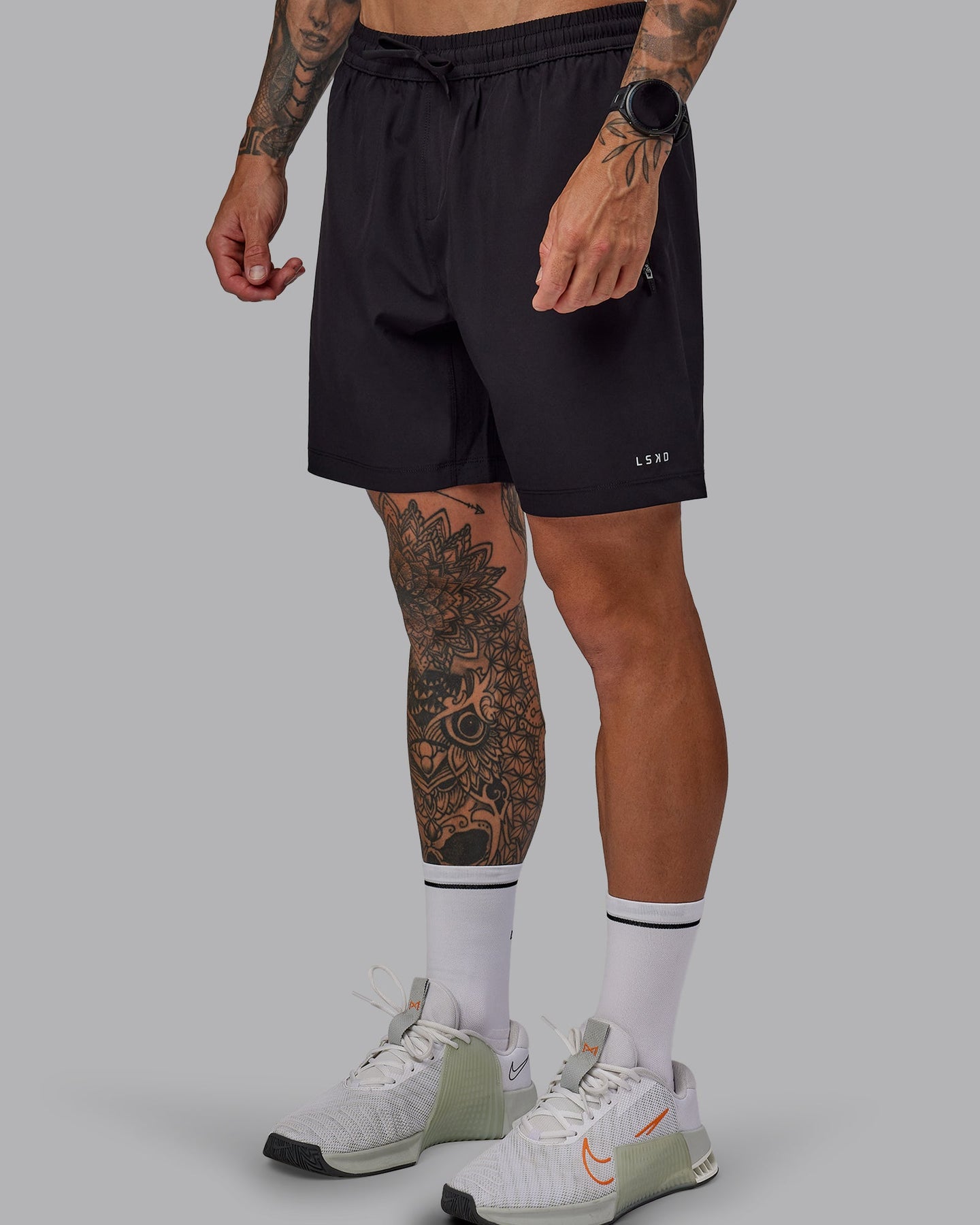 Rep 7" Performance Shorts - Black-White | LSKD – LSKD US