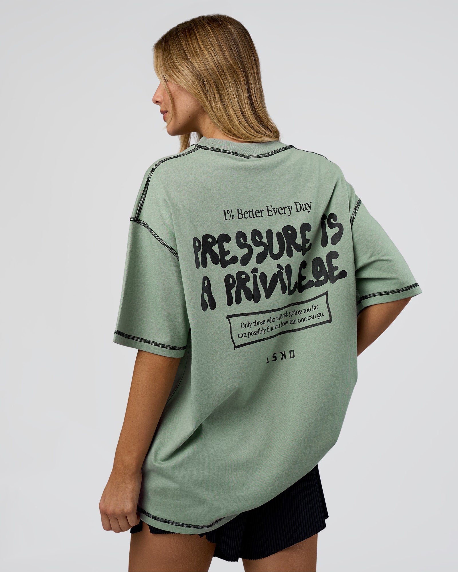 Pressure is Privilege Oversized Tee - Iceberg Green-Black | LSKD – LSKD US